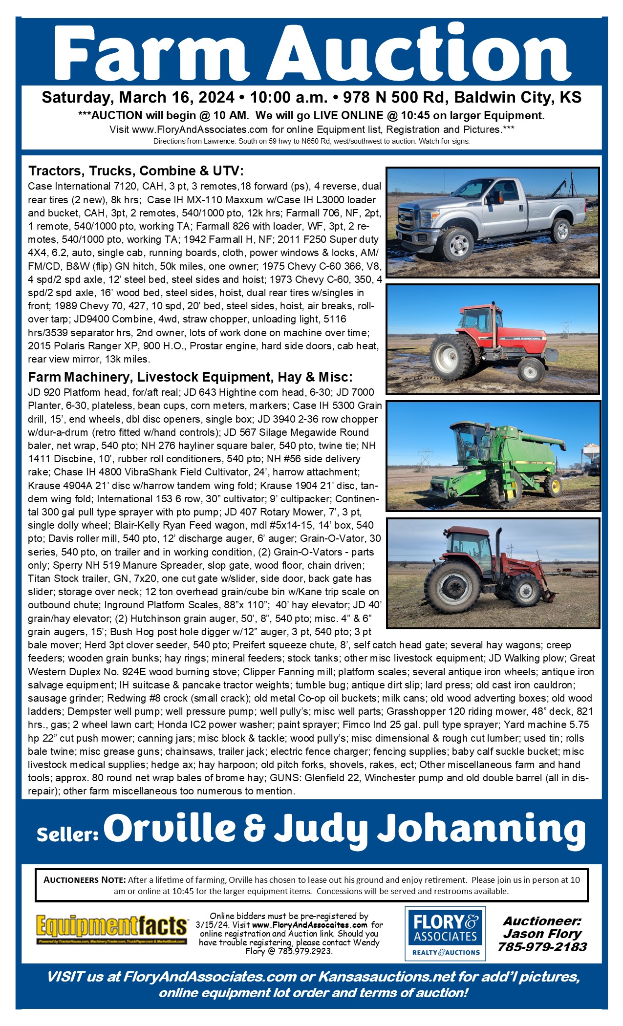 Orville & Judy Johanning Farm Sale * March 16th – Flory and Associates ...